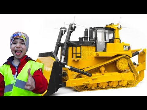 Kids Ride on Power Wheels  BRUDER TOYS / Kid Pretend Play with new Tractor Bulldozer Unboxing Toy