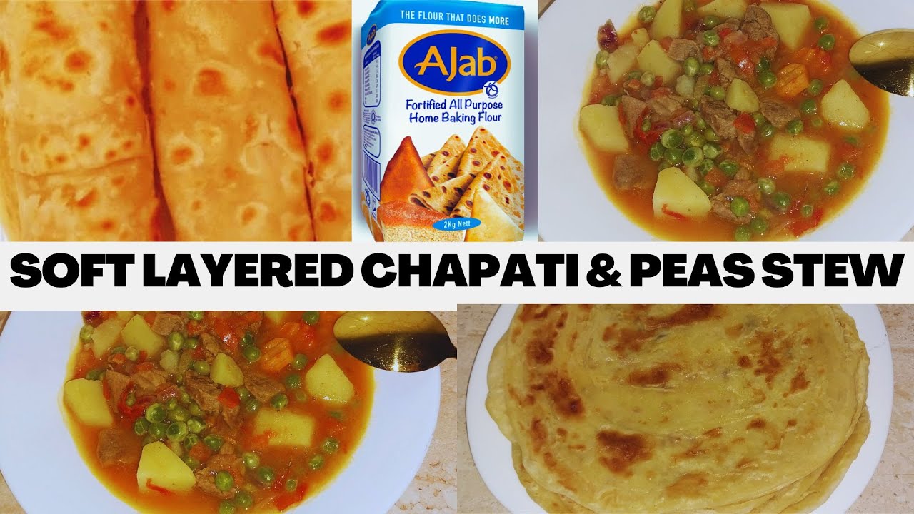 Layered chapati recipe with peas stew - YouTube
