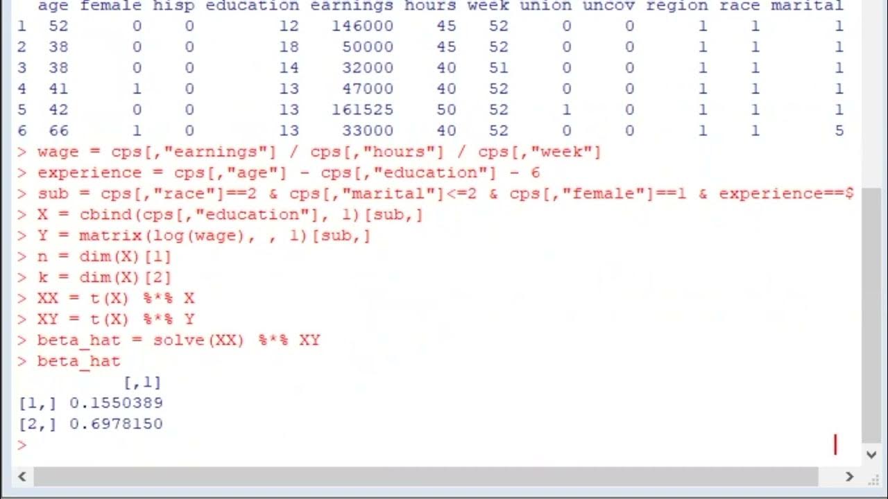 Programming in R #5: Standard Errors of the OLS (Replicating Hansen's Section 4.15) - YouTube