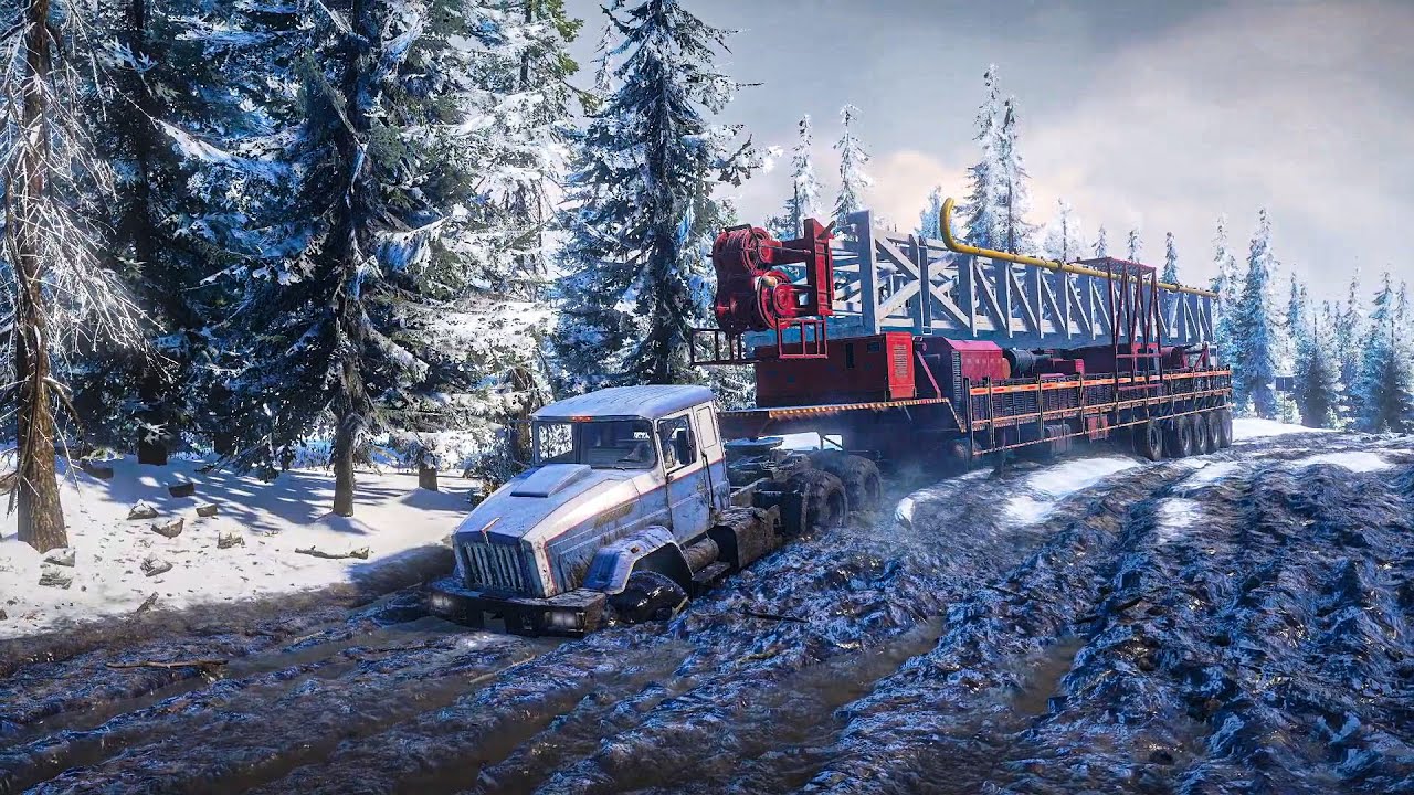 Oil Rig Salvage Semi - Trailer Delivery to Port in Snow Runner - YouTube