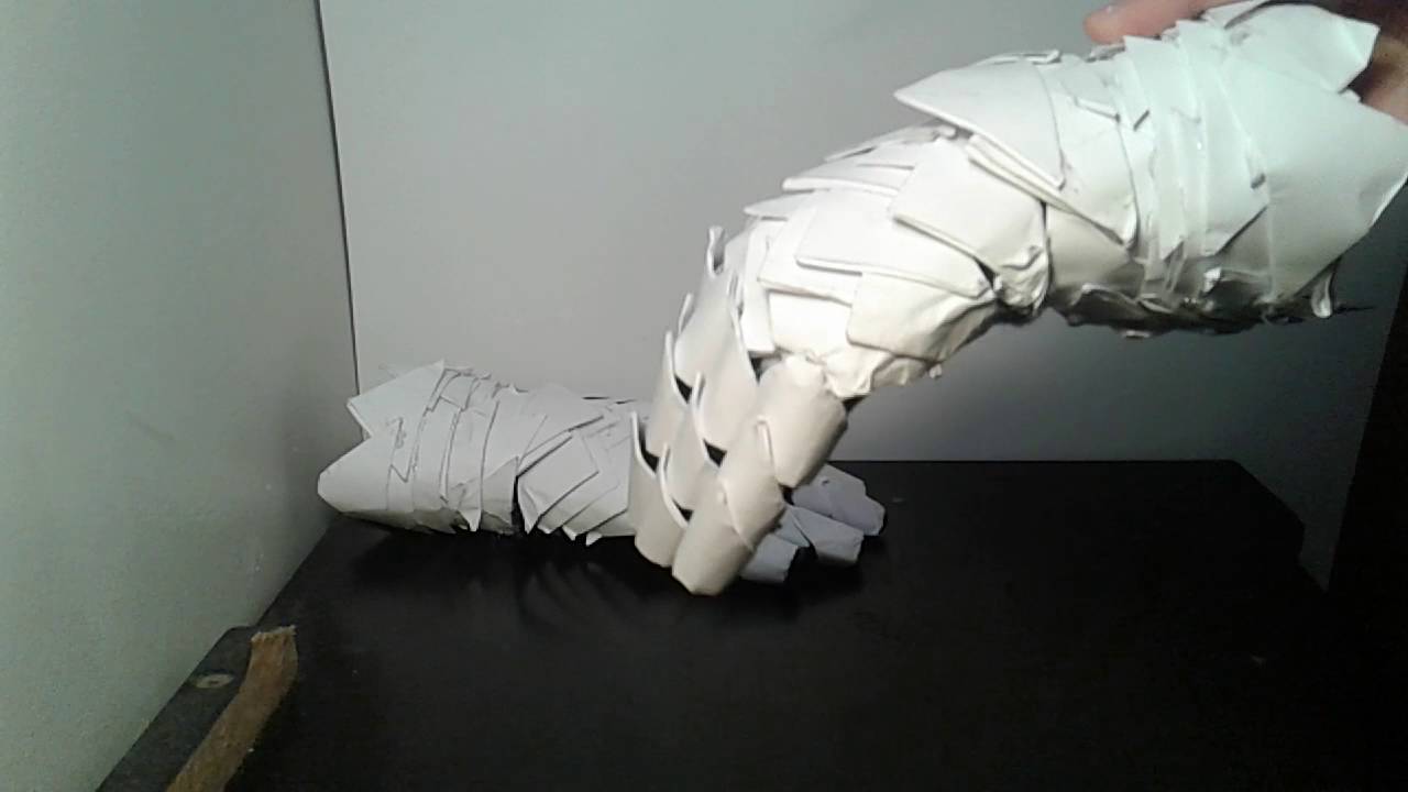Paper scale mail gauntlets - YouTube