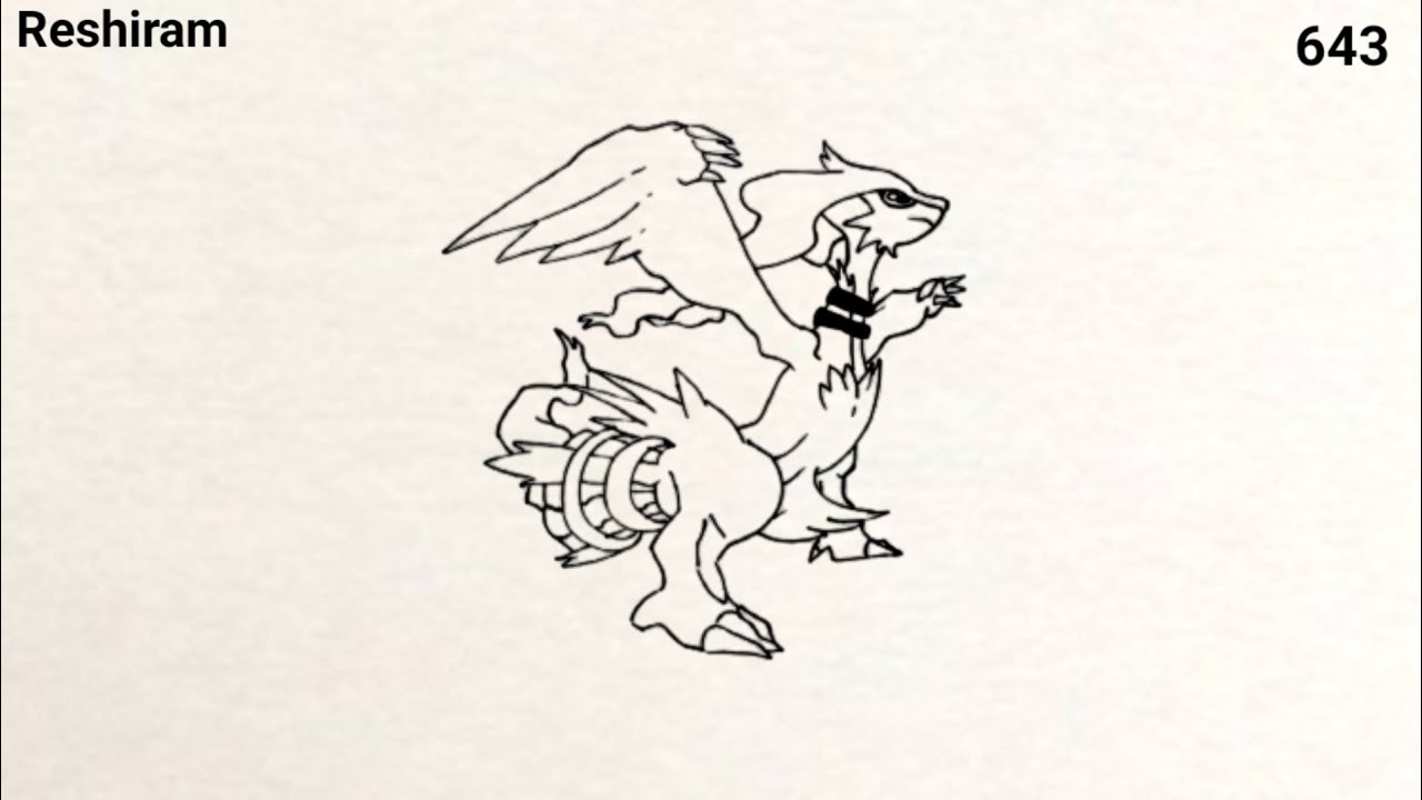 How to draw Reshiram From Pokémon | Pokemon Drawing 643 - YouTube