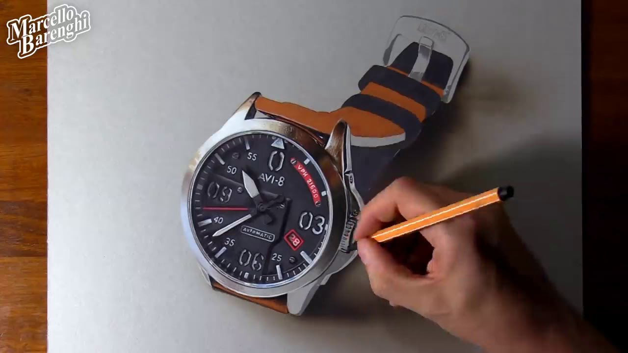 Draw an amazing 3D virtual wrist watch - YouTube