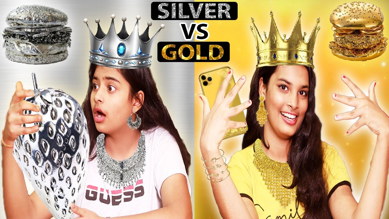 SILVER VS GOLD FOOD CHALLENGE l Eating Challenge l Cook With Asha - YouTube