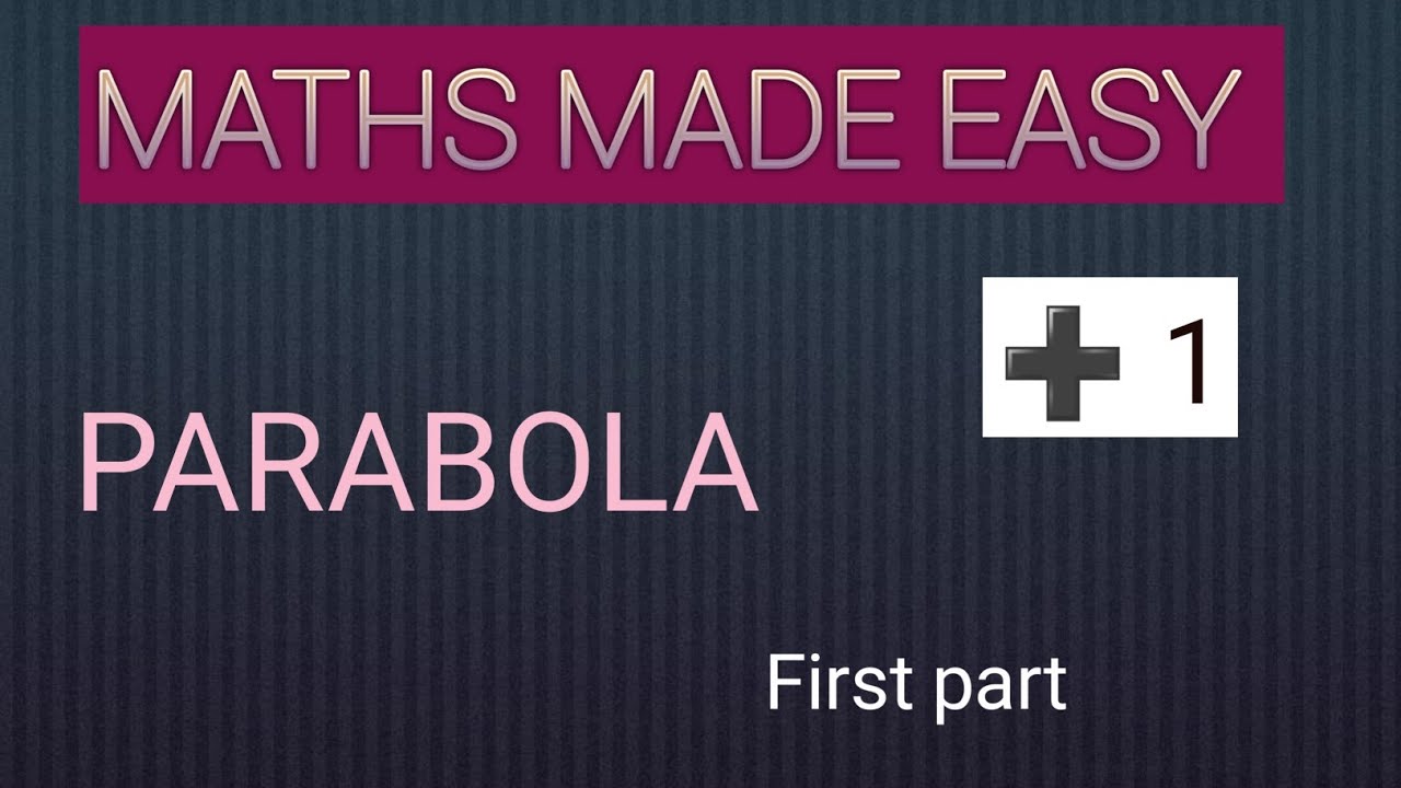 class 11 chapter 11 PARABOLA (1st class) - YouTube