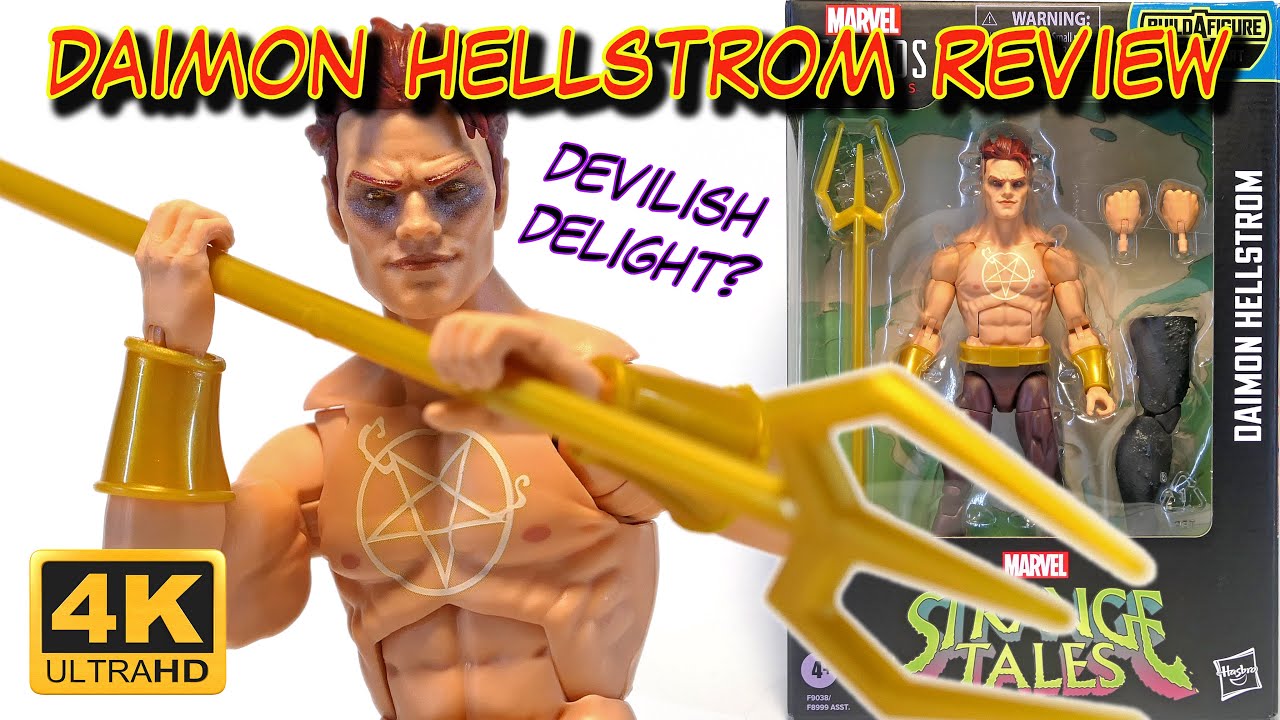 Daimon Hellstrom Unboxing Review Hellstorm Hasbro Marvel Legends Blackheart BAF Strange Tales ...