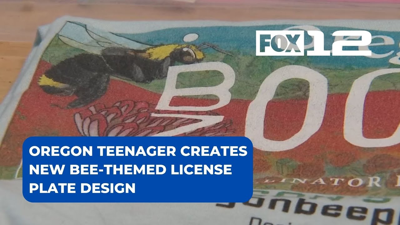 Oregon teenager creates new bee-themed license plate design - YouTube