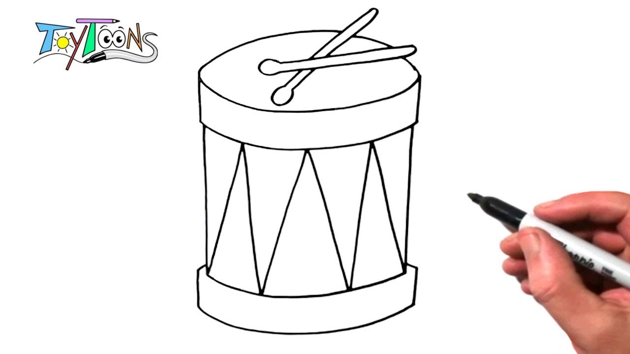 How to Draw a Drum 🥁 | Easy Step by Step Drawing Guide Tutorial - YouTube