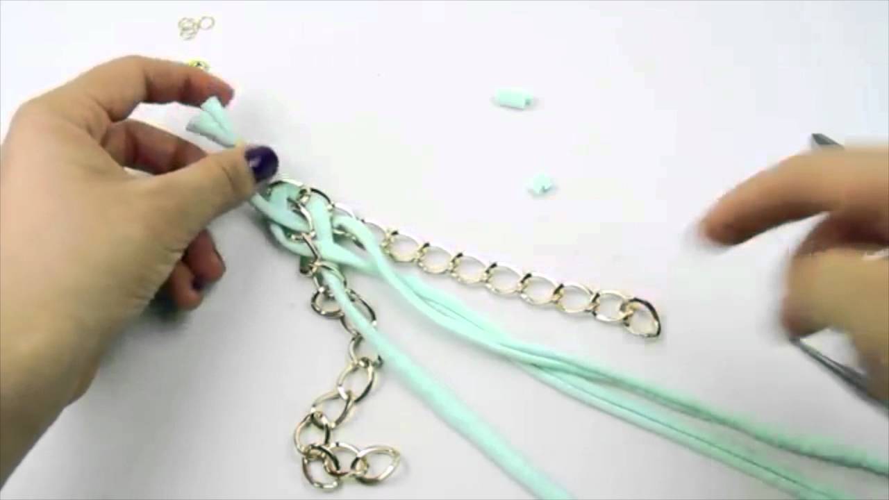 Tutorial Bigiotteria - Bracciale Treccia e Catena - YouTube