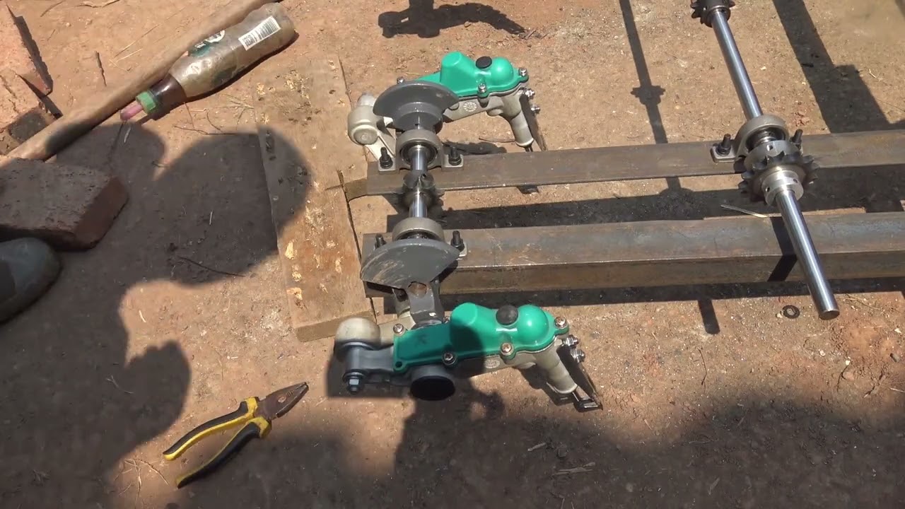 homemade rice transplanter part6, planting arm - YouTube