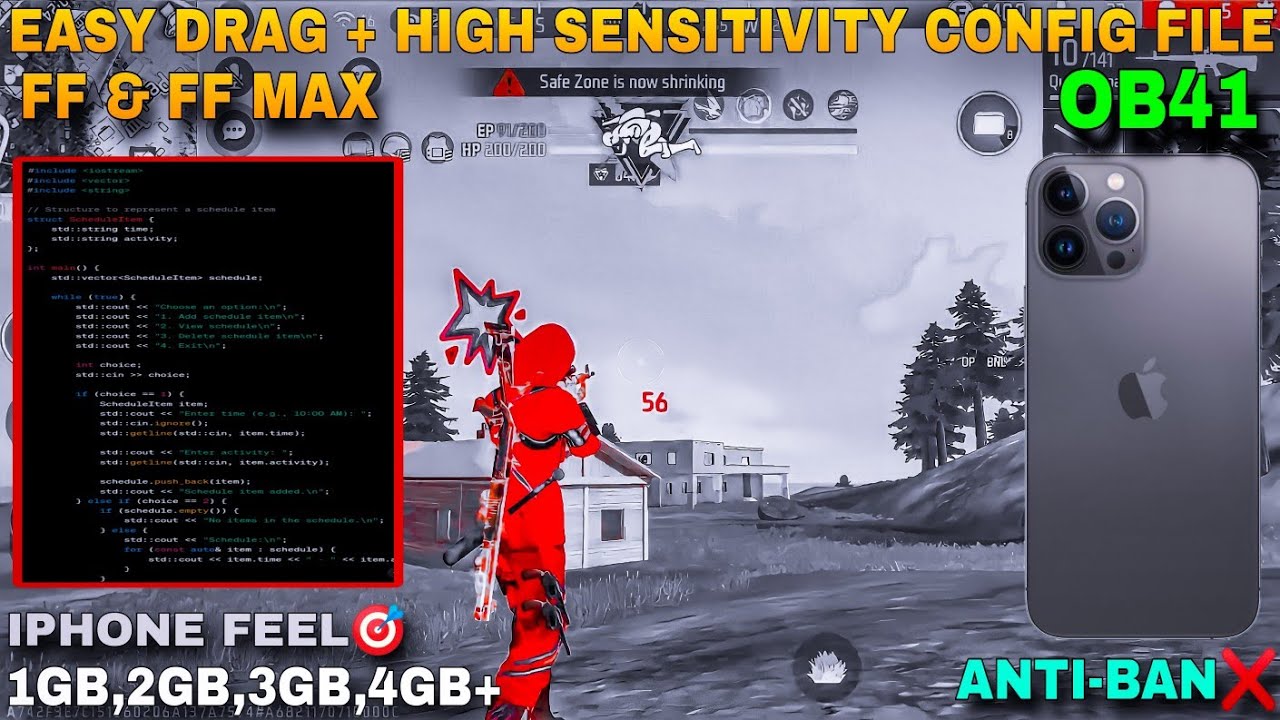HIGH SENSITIVITY CONFIG FILE FREE FIRE & MAX FREE FIRE ⚙️ IPHONE FEEL 🎯 ...