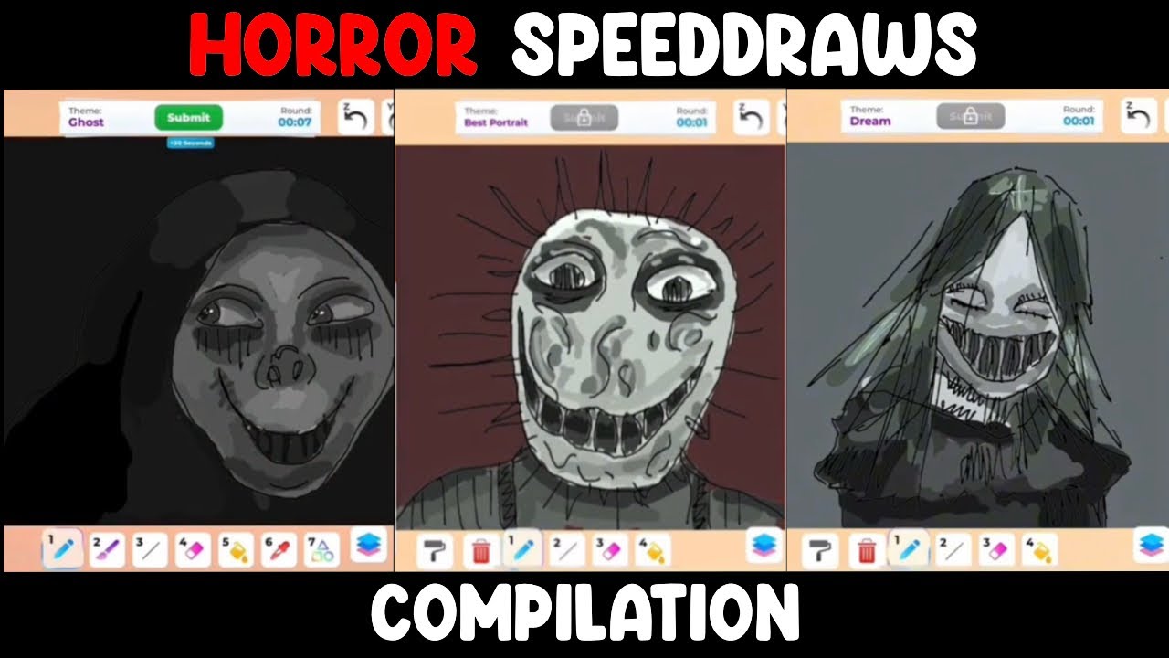 HORROR SPEED DRAW │ BEST COMPILATION │ KAIROS DRAWS - YouTube