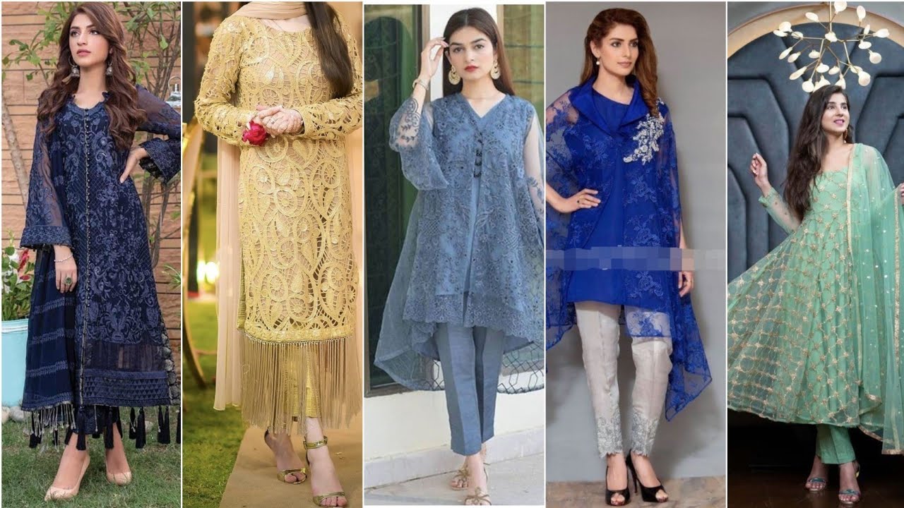 New Net Frock Designs 2021|Embroidered Net Dresses For Girls 2021|Net ...