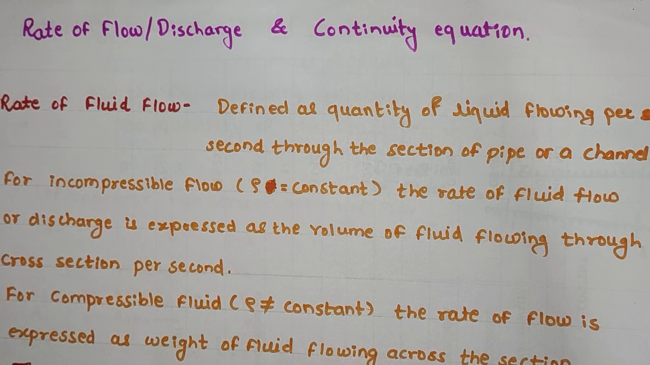 Rate fluid flow and Continuity equation | kinematics of flow | Science ...
