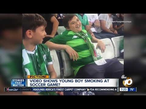 Video shows a child smoking at a soccer game?