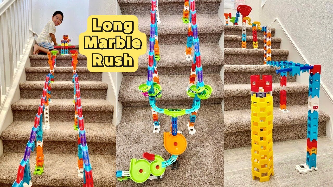 HOW TO BUILD LONG MARBLE RUN RACE STAIRS #marblerun #vtech #marblerush ...