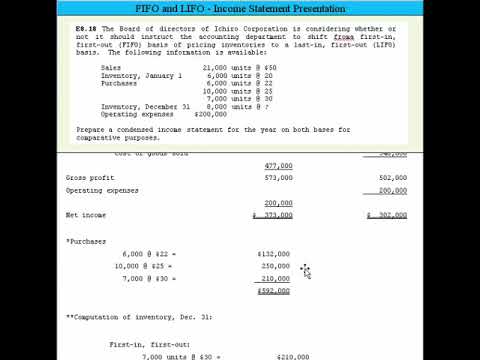 FIFO and LIFO Inventory Methods - Income Statement Presentation, E8.18 ...