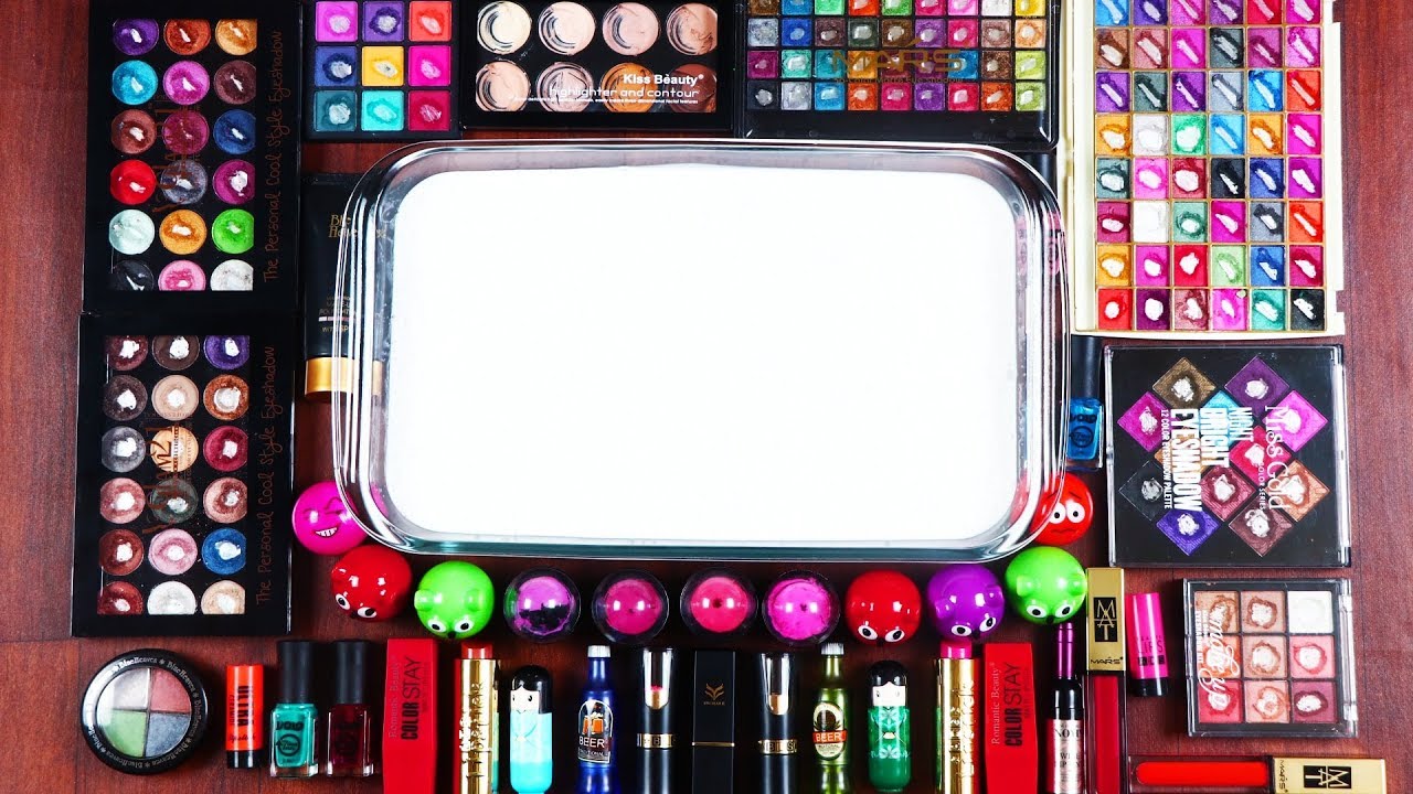 RECYCLING MY OLD MAKEUP INTO GLOSSY SLIME!! SATISFYING MAKEUP RECYCLING ...