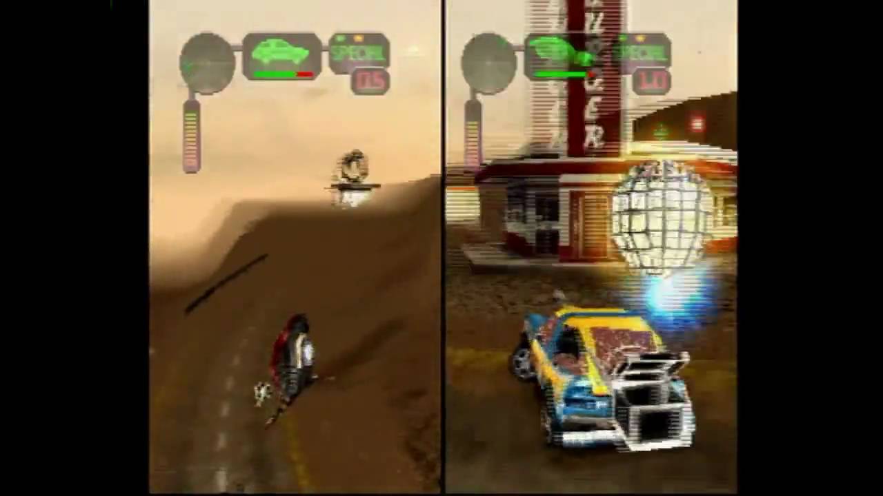 Tsunami vs. Marathon Vigilante 8: 2nd Offense PS1 two player battle ...