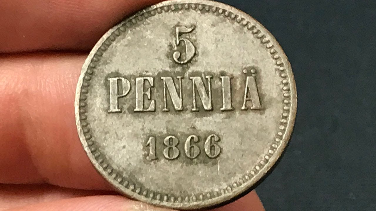1866 Finland 5 Pennia Coin • Values, Information, Mintage, History, and ...