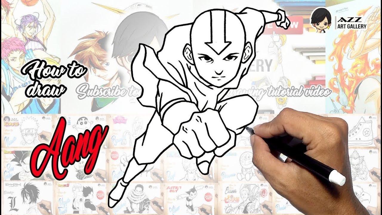 How to draw Aang from Avatar The Last Airbender - YouTube