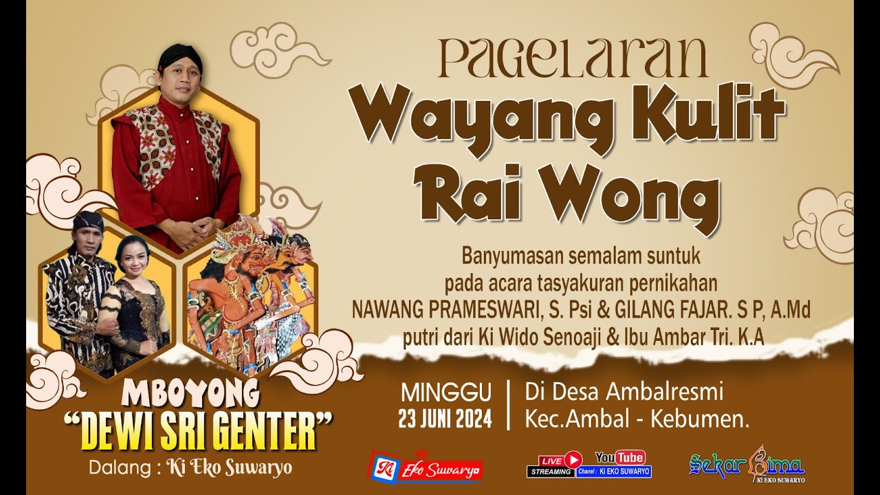 LIVE WAYANG KULIT RAI WONG DALANG KI EKO SUWARYO LAKON MBOYONG DEWI SRI ...