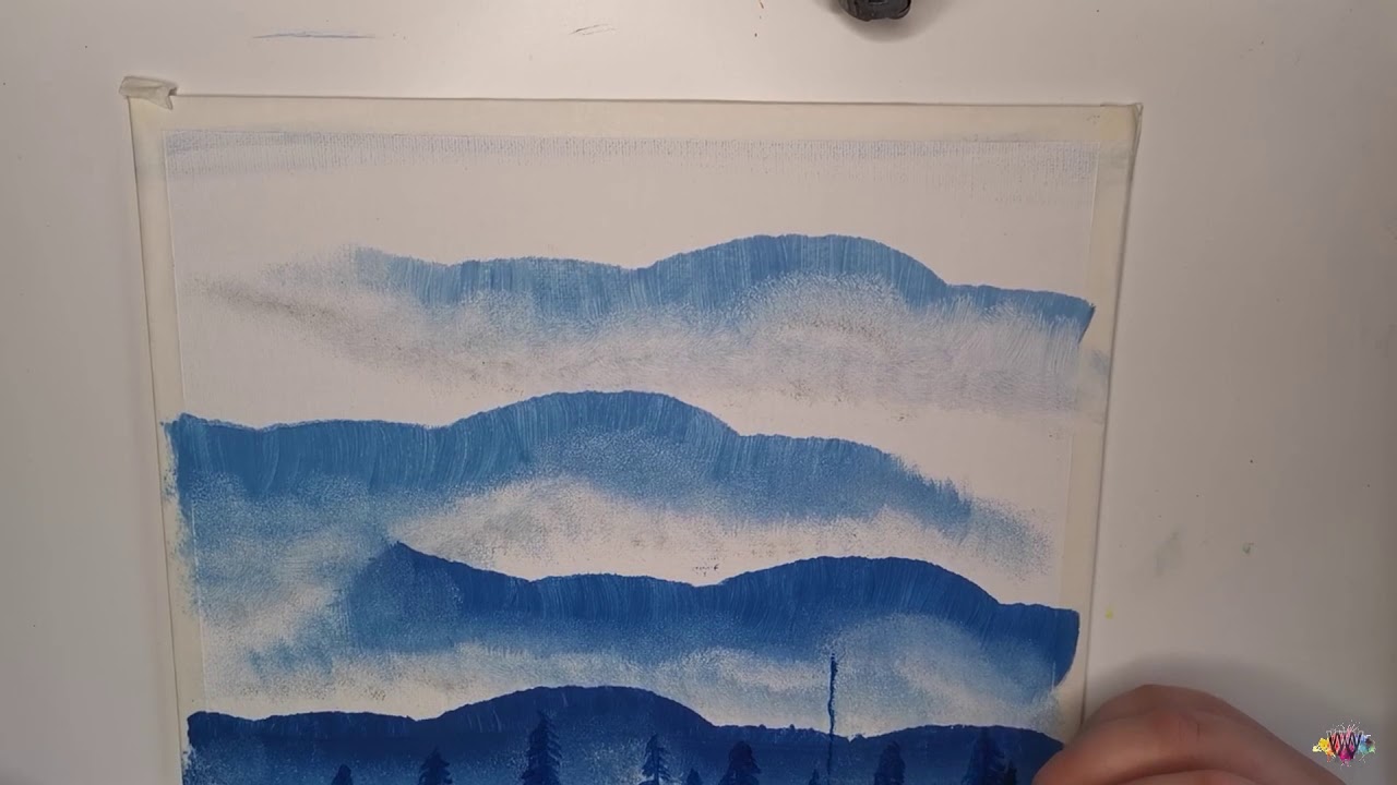 Weekly step by step #15 - Blue Forest /Acrylic Painting/ - YouTube