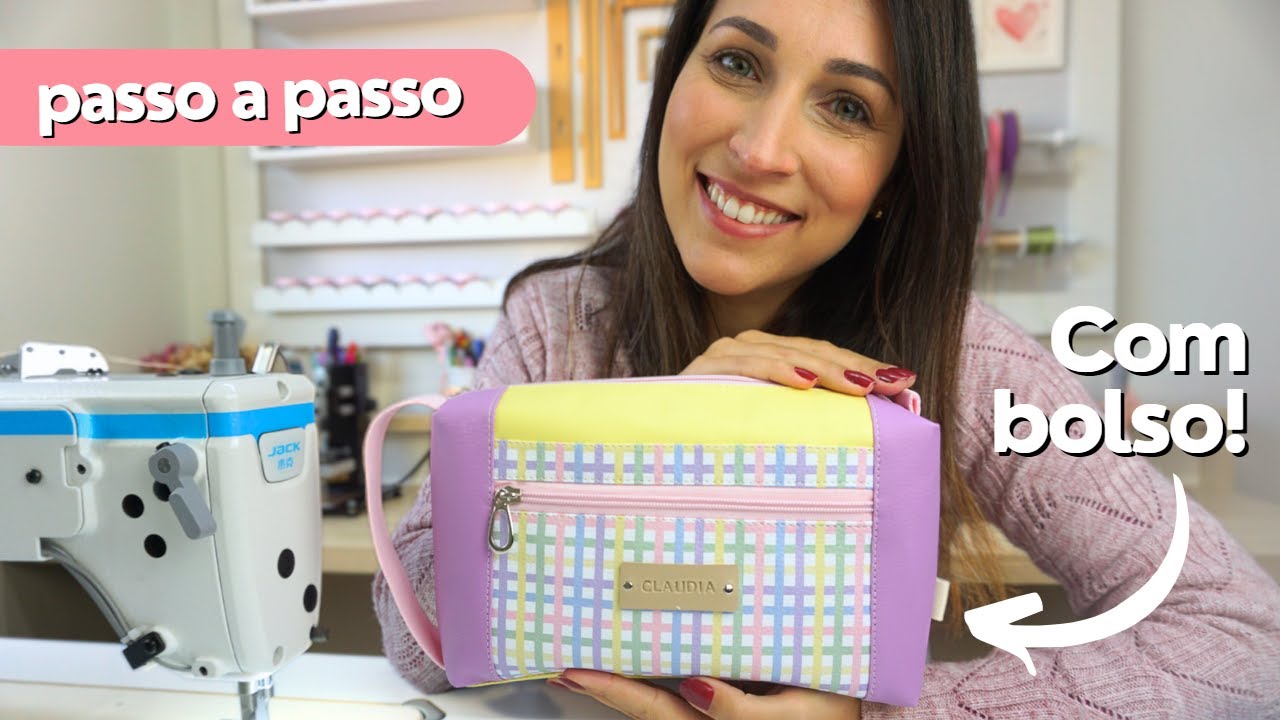 NÉCESSAIRE COM BOLSO em SINTÉTICO | FÁCIL de fazer | Tutorial com dicas - YouTube