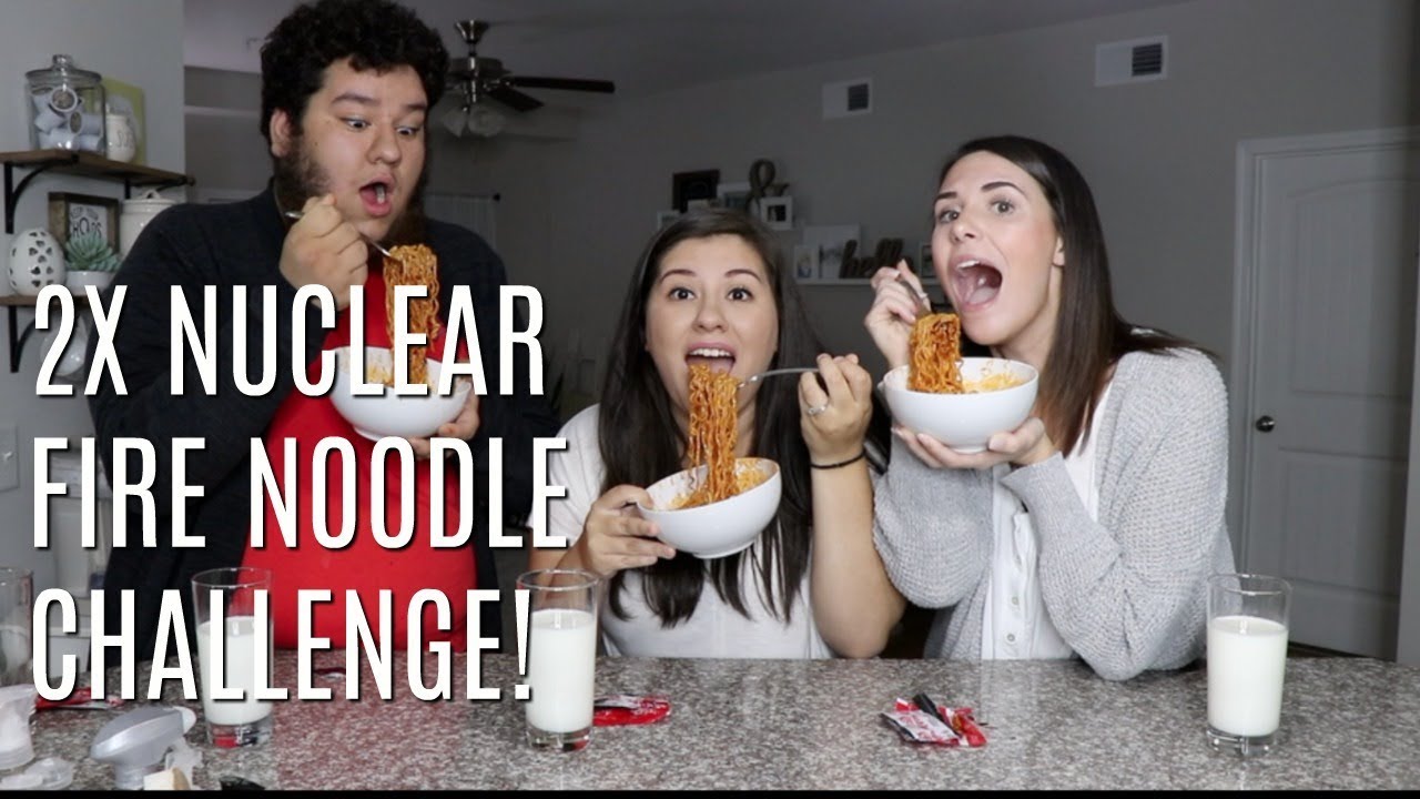 NUCLEAR FIRE 2X SPICY Noodle Challenge - YouTube