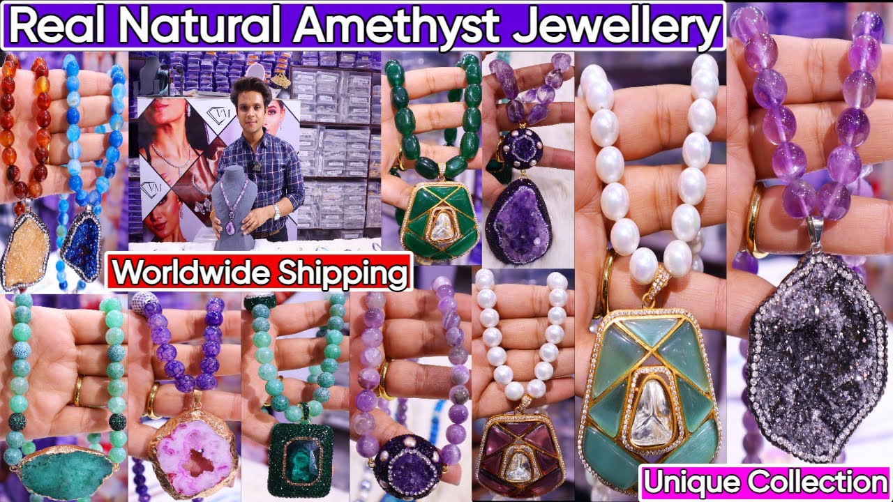 Exclusive Real Natural Stone Amethyst Jewellery Collection 2024 ...