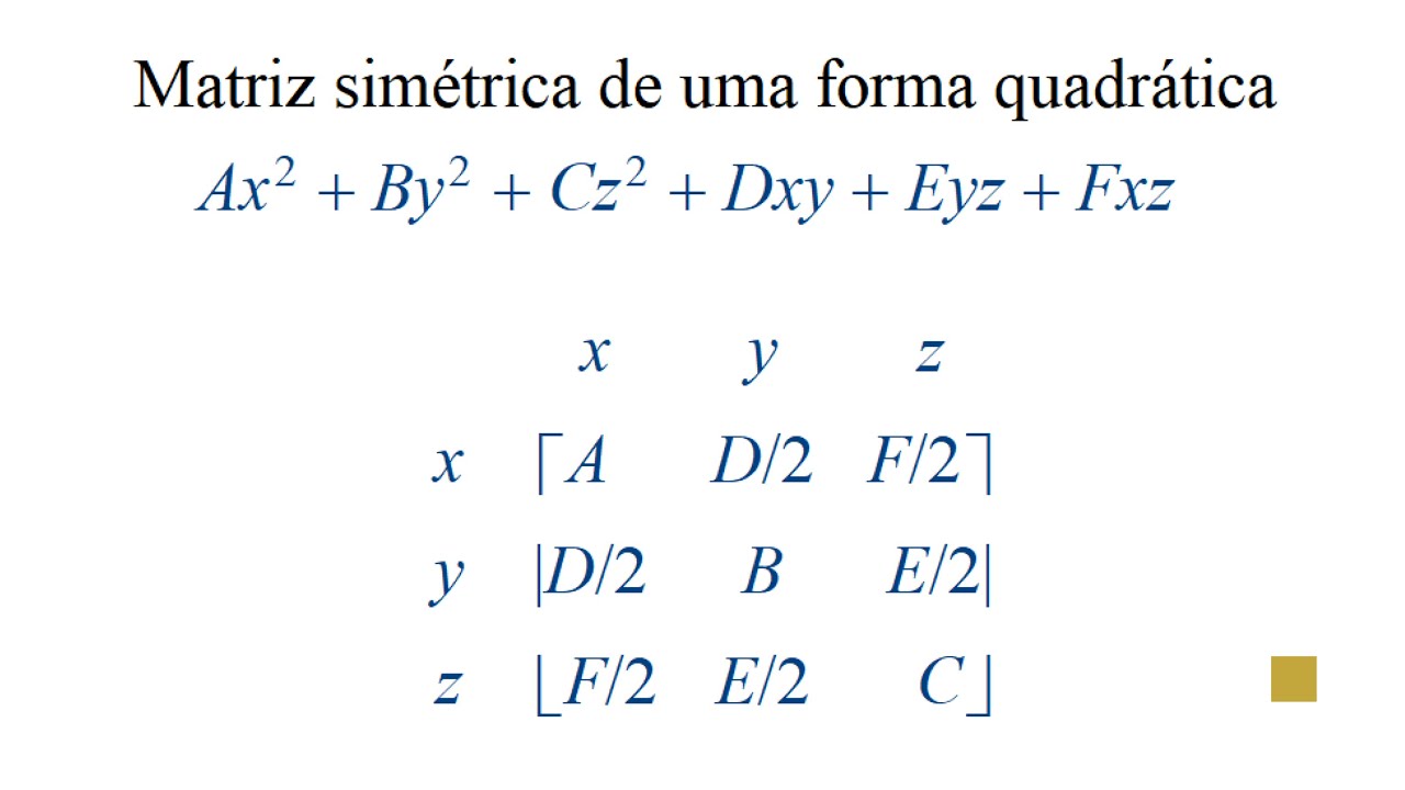Matriz simétrica de uma forma quadrática - YouTube