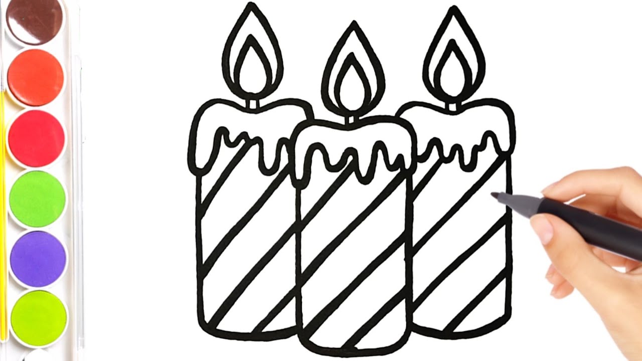 Candles 🕯 Drawing, Painting, Coloring for Kids and Toddlers with ...