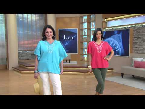 Denim & Co. 2-pc Gauze Embroidered Butterfly Sleeve Top with Jennifer Coffey