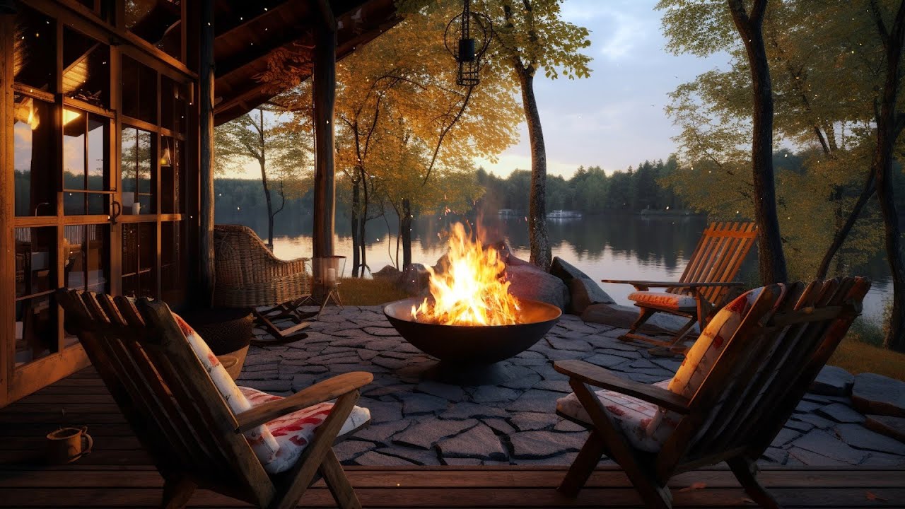 Dreamy Lakeside Haven: River Oasis with Cozy Crackling Fire Sounds for ...