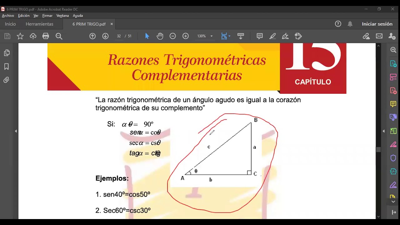 Operaciones Combinadas con Razones Trigonométricas / R.T. Recíprocas / R.T. Complementarias ...
