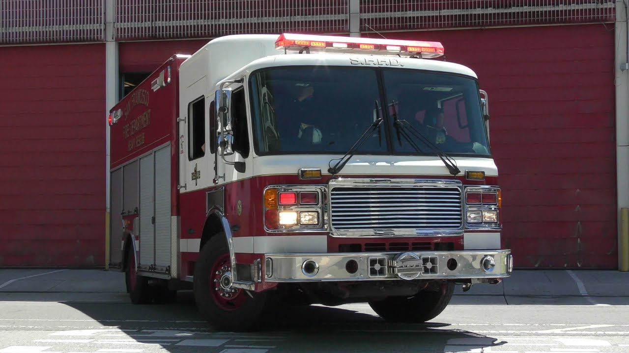 San Francisco Fire Dept. Rescue 1 (Reserve) Responding - YouTube