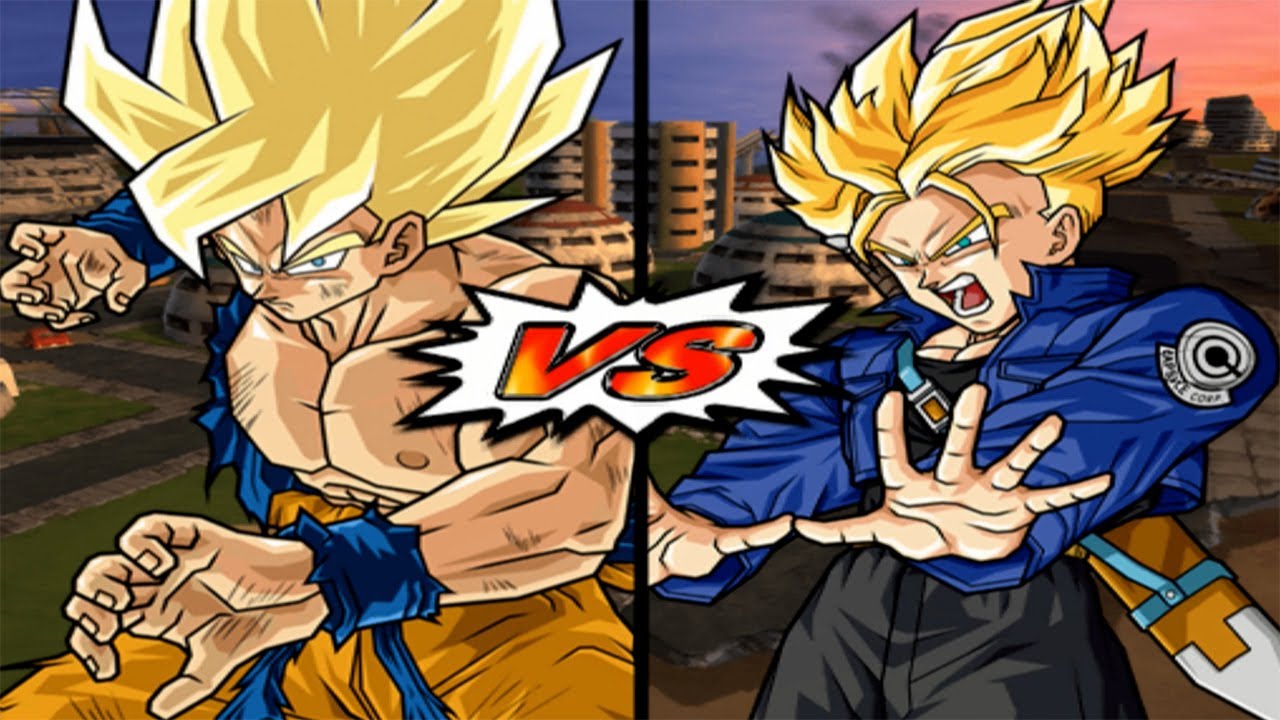 GOKU (MID) SUPER SAIYAN VS TRUNKS (SWORD) SUPER SAIYAN | DRAGON BALL Z ...