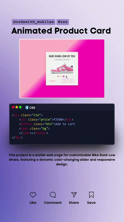 Animated Product Card Codewith Muhilan Css Coding Youtube