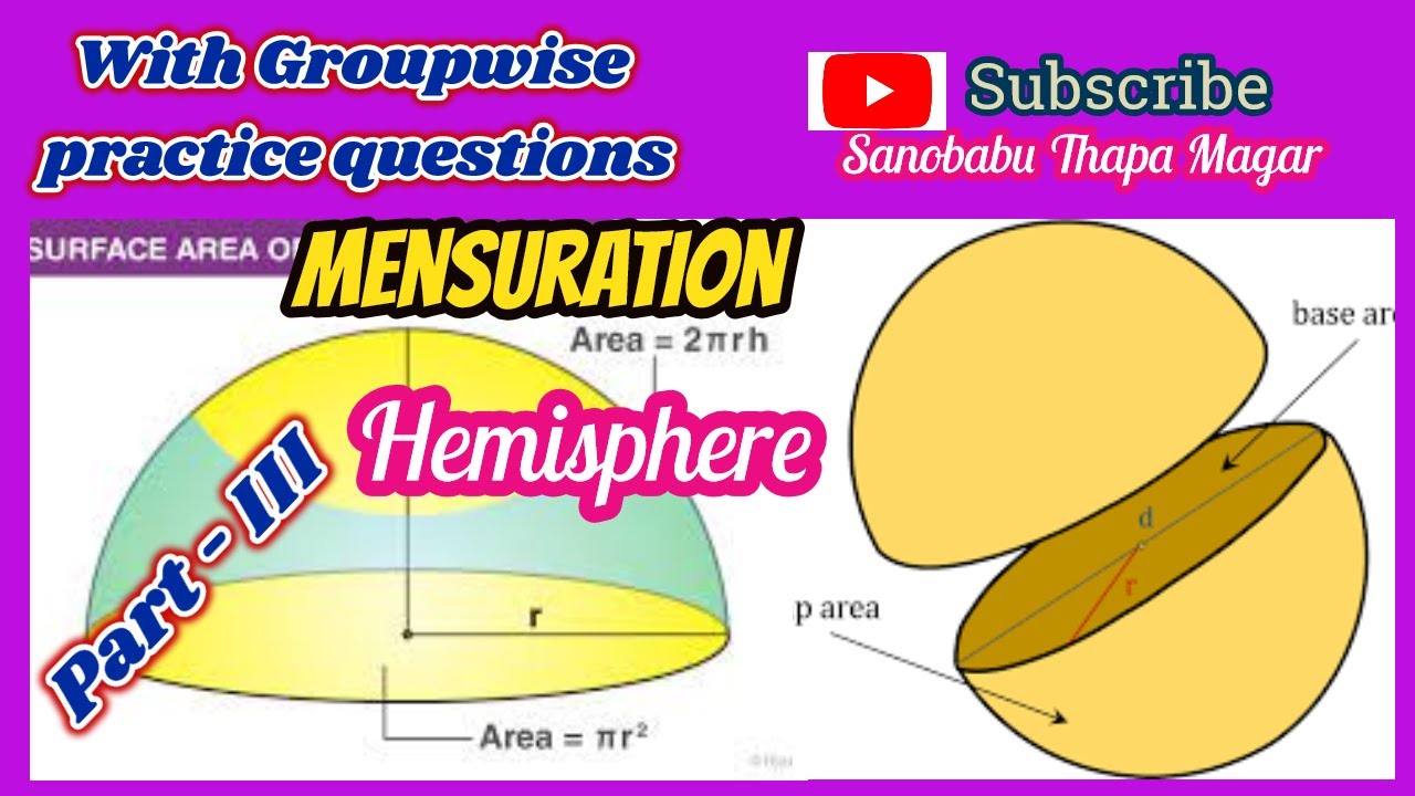Total surface area, Curved surface area and volume of Hemisphere - YouTube