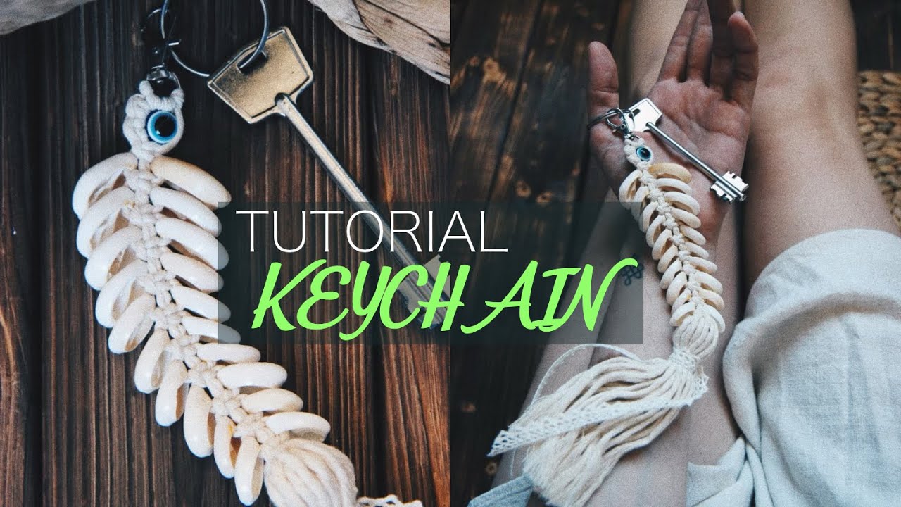 Boho Keychain with seashells / Tutorial macrame for beginners - YouTube