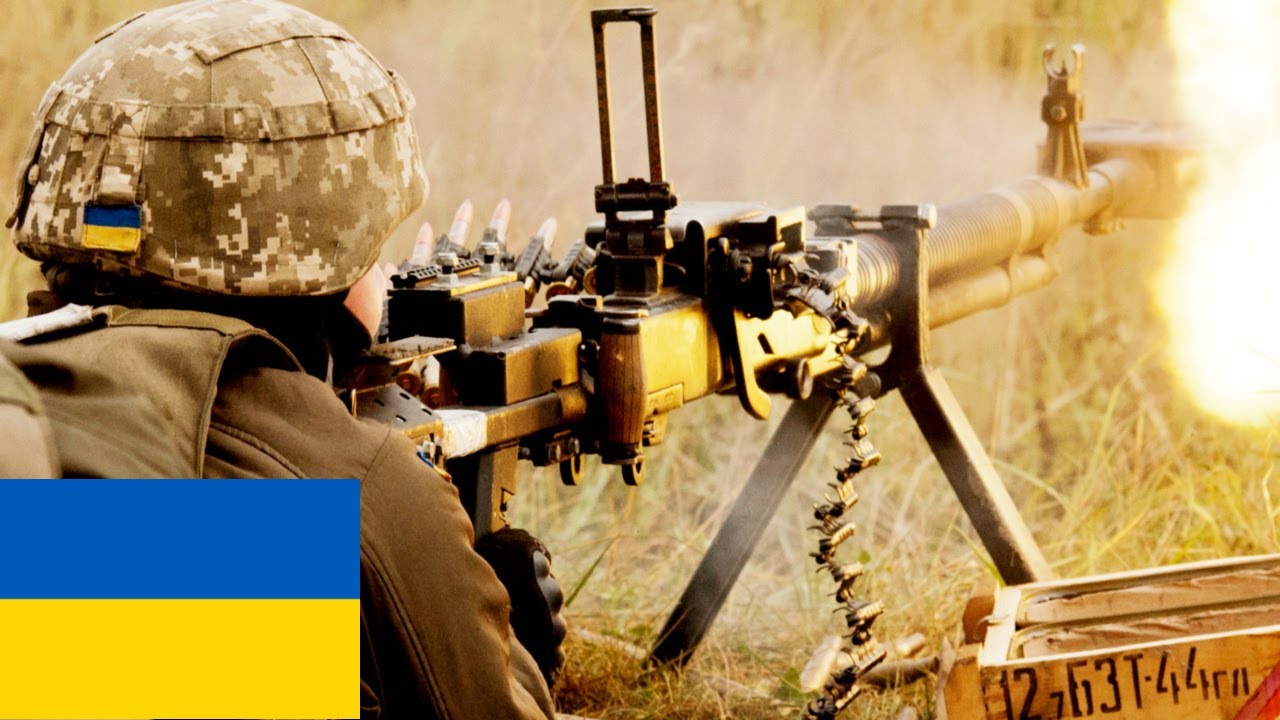 A modernized heavy machine gun DShK at a training ground in Ukraine ...