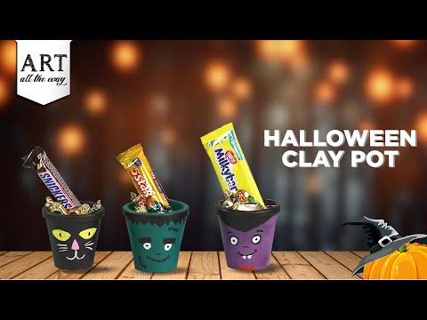 DIY Halloween Clay Pot 🎃 | Easy Halloween Pot Painting & Decor