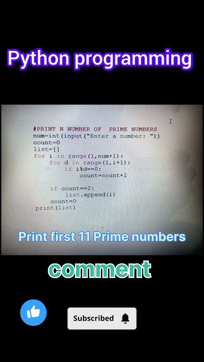 Python Program Print First N Number Of Prime Numbers Python Programing Prime Numbers Youtube