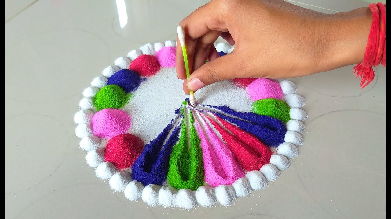Easy Multi-Coloured Rangolis | Rangoli For Festivals | Satisfying ...