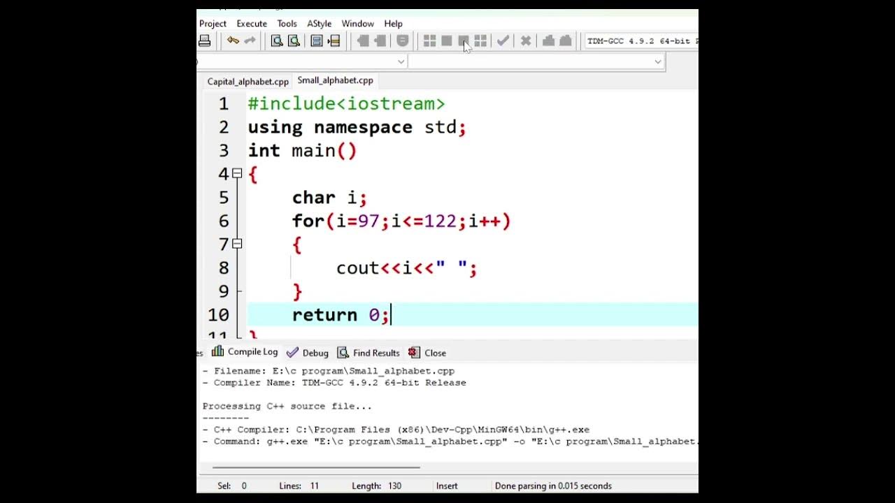 Print Small Letter Alphabet Program Of C Language Coading Education
