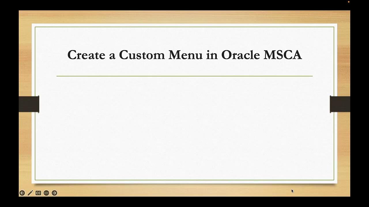 Custom Menu in Oracle MSCA - YouTube