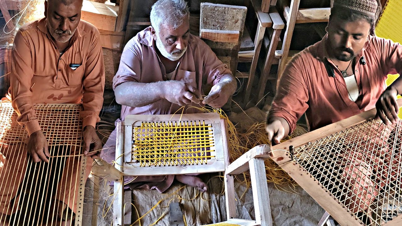 Artistic Technique of Weaving a chair | Beautifully Designed Nylon Rope ...