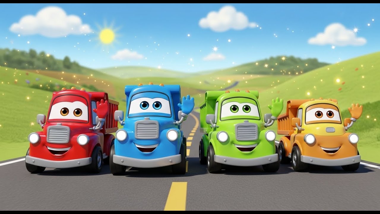 Five Little Trucks on the Road 🚚🛻 | Counting Song for Kids | Learn ...