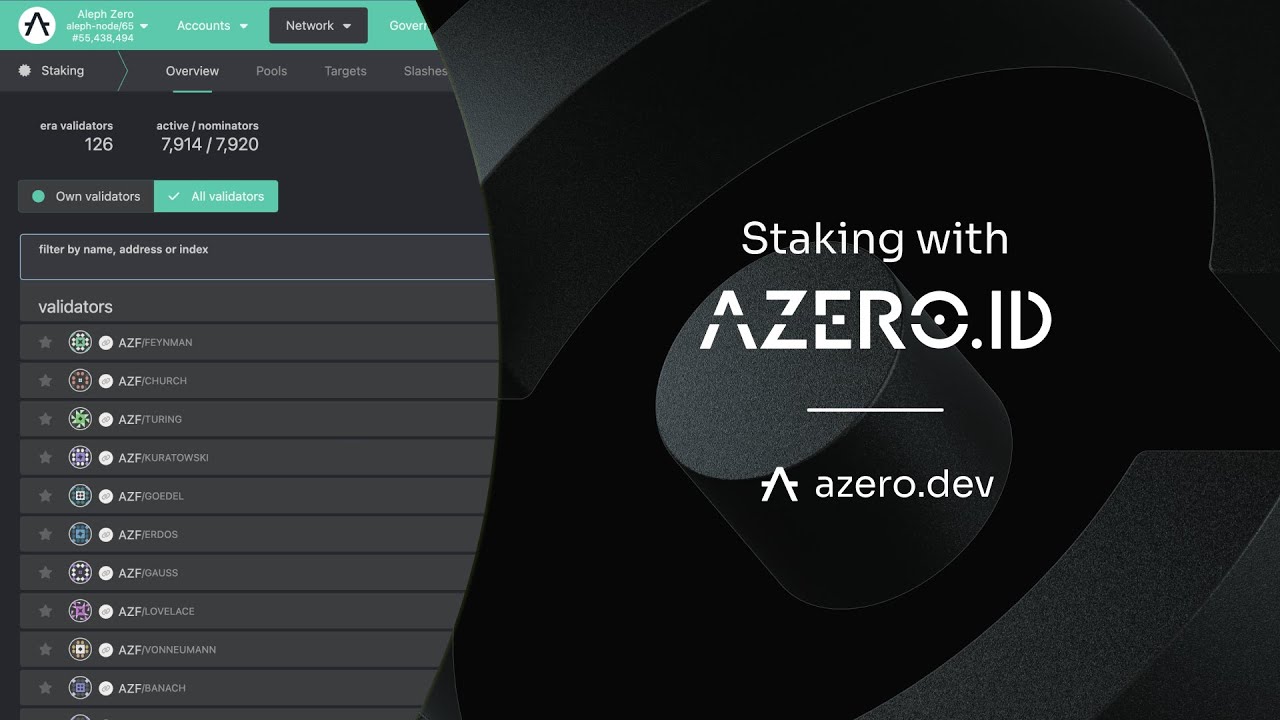Staking on Aleph Zero with AZERO.ID via azero.dev - YouTube