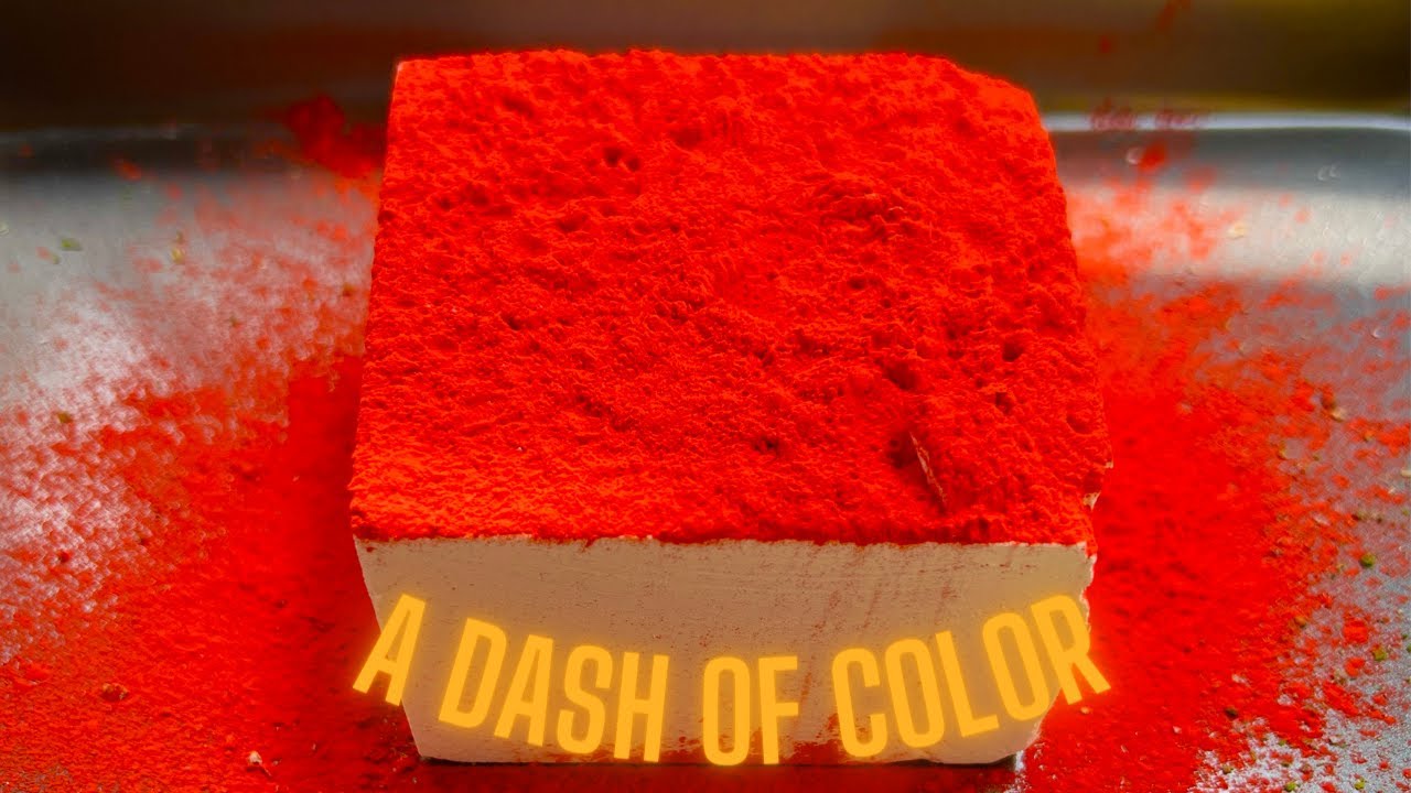 ASMR| Fresh Block Topped w/ Burnt 🍊Holi Powder| Color Blast| Satisfying ...